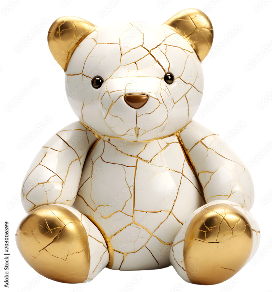 broken teddy is recreated by gold - kintsugi teddy bear Stock ...