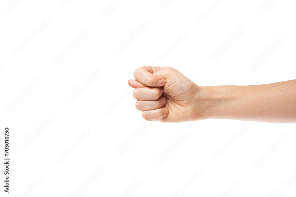 Thumb of right hand between index and middle finger - human hand ...