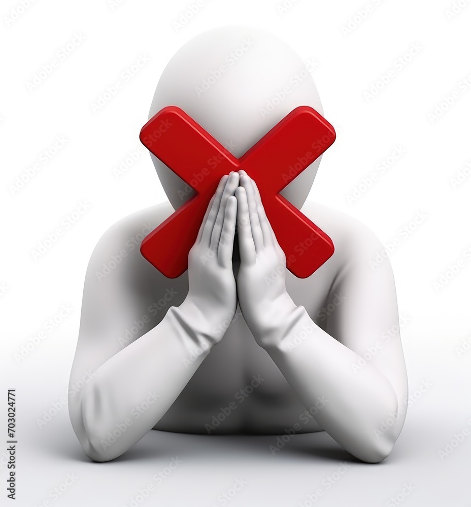 Banning entry: a 3d prohibition concept with a red x sign, a virtual ...