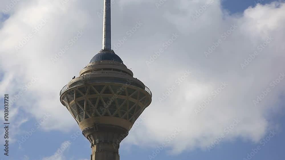 A stunning drone shot of the Milad Tower in the Iranian capital, Tehran ...