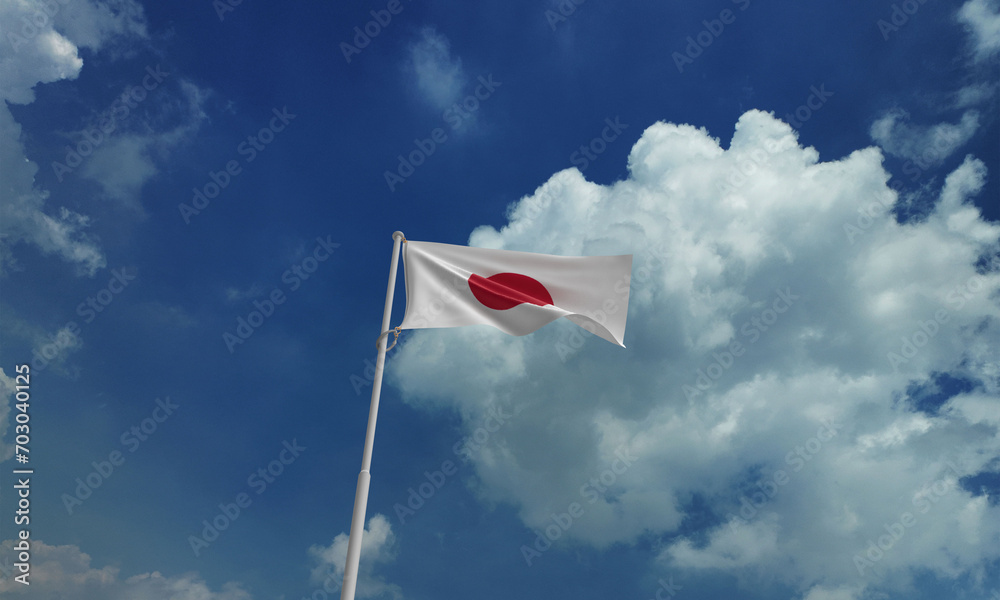 Japan flag country national asian white isolated background dicut ...