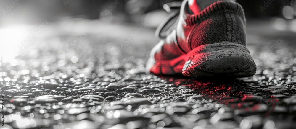 Painful forefoot in black and white image with red highlights ...