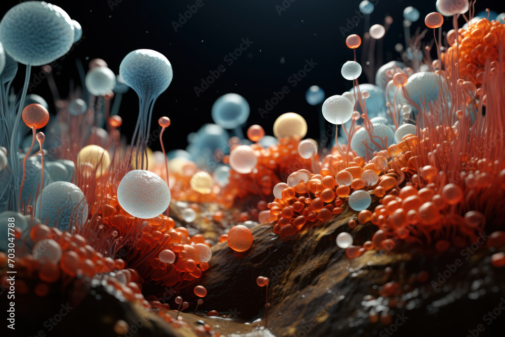 Microscopic organisms engaged in the breakdown of organic matter ...