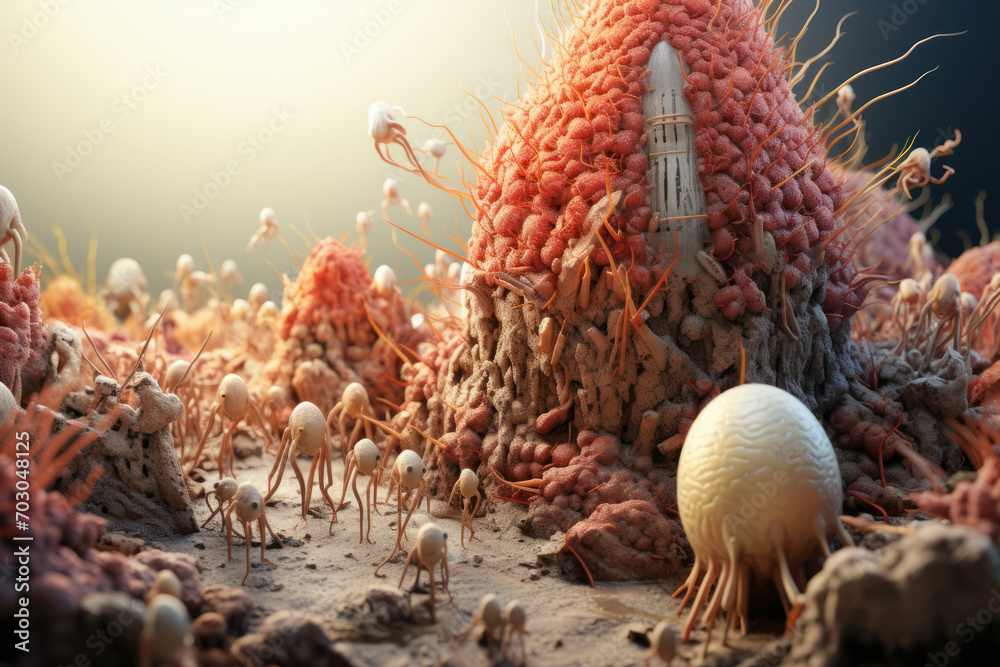 The microbial community within a termite mound, illustrating the ...