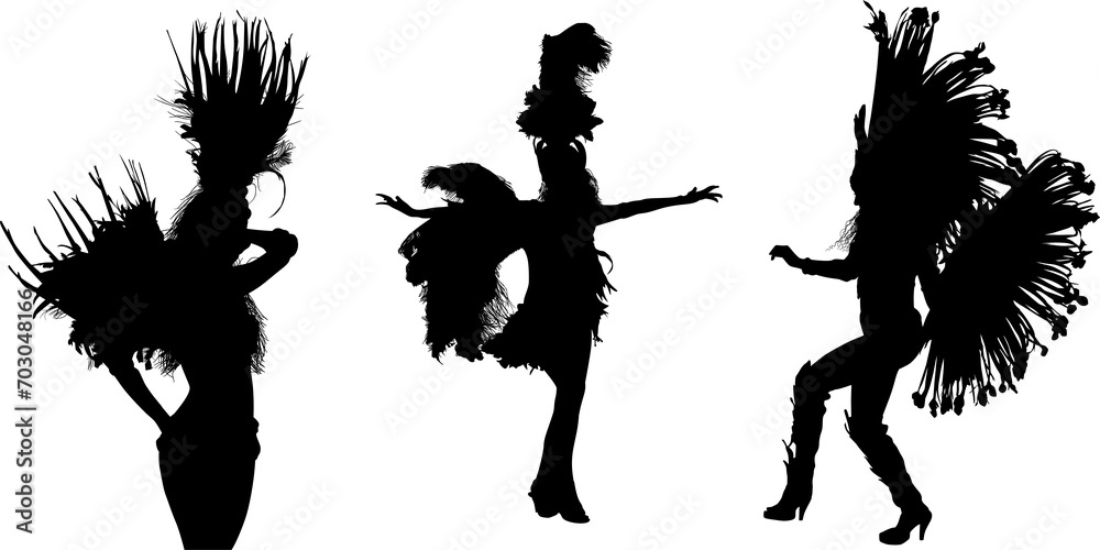 siluetas bailarines, carnaval, brasil, samba, poses Stock Illustration ...