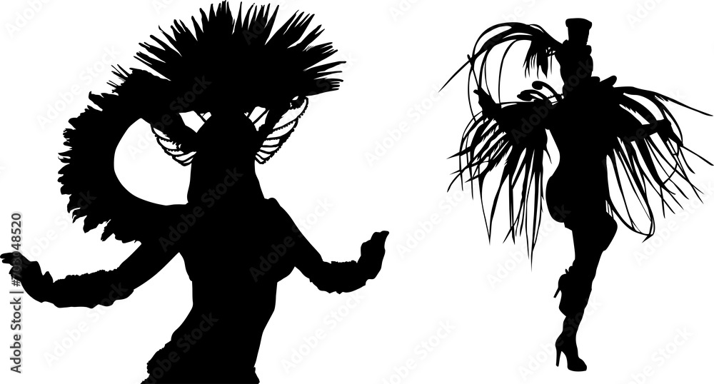 siluetas bailarines, carnaval, brasil, samba, poses Stock Illustration ...