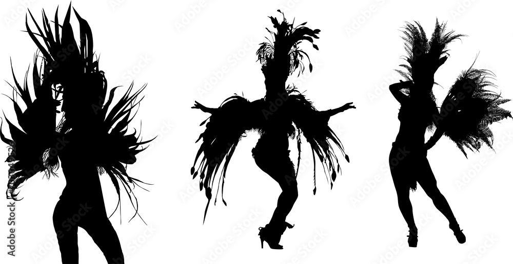 siluetas bailarines, carnaval, brasil, samba, poses Stock Illustration ...