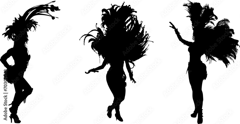 siluetas bailarines, carnaval, brasil, samba, poses Stock Vector ...