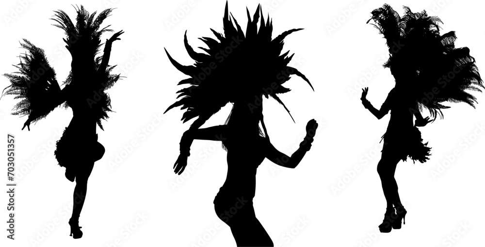 siluetas bailarines, carnaval, brasil, samba, poses Stock Vector ...