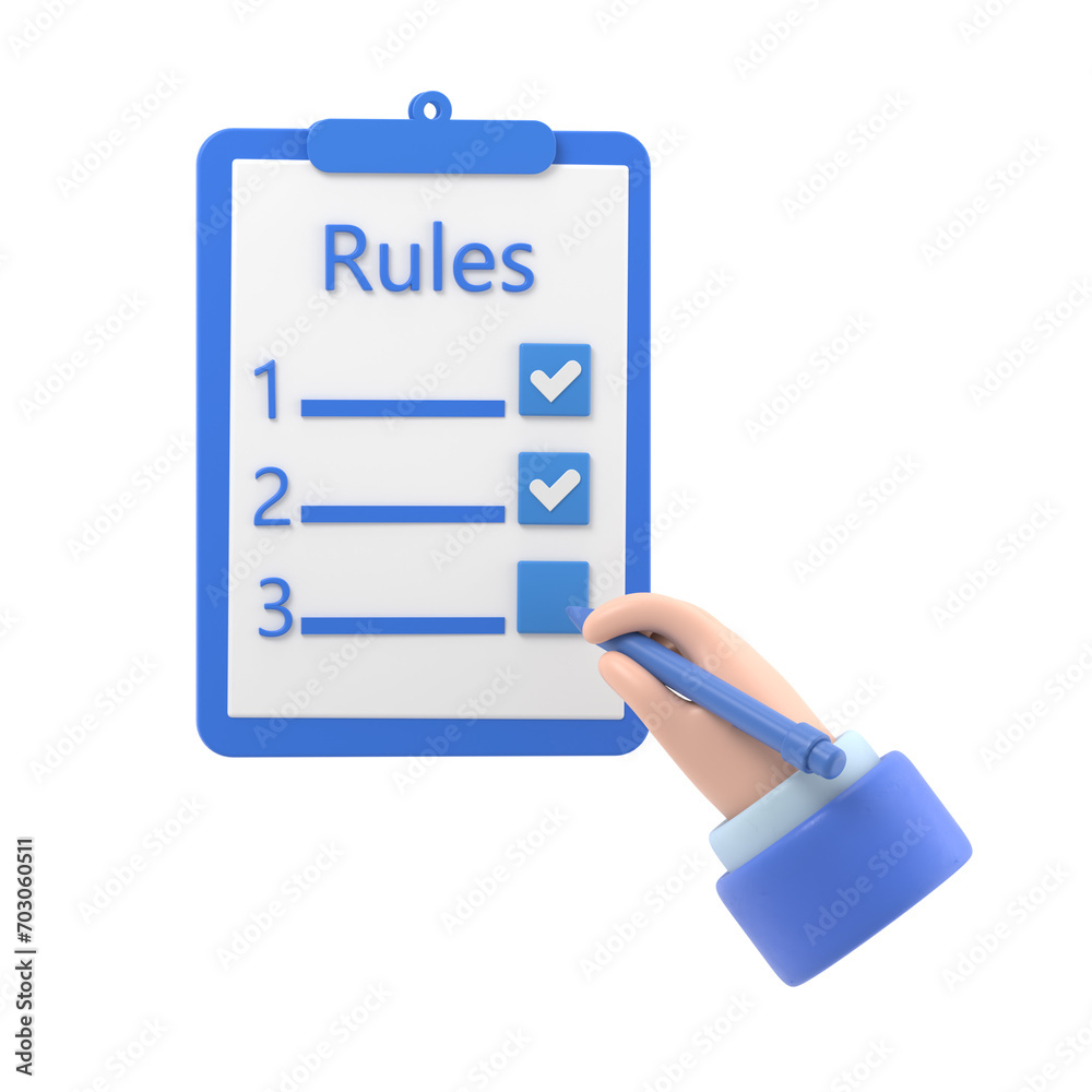 Rules concept. Businessman holding in hand clipboard with regulations ...