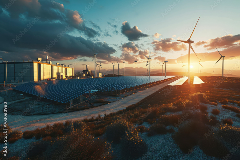 Green Hydrogen factory concept. Hydrogen production from renewable ...