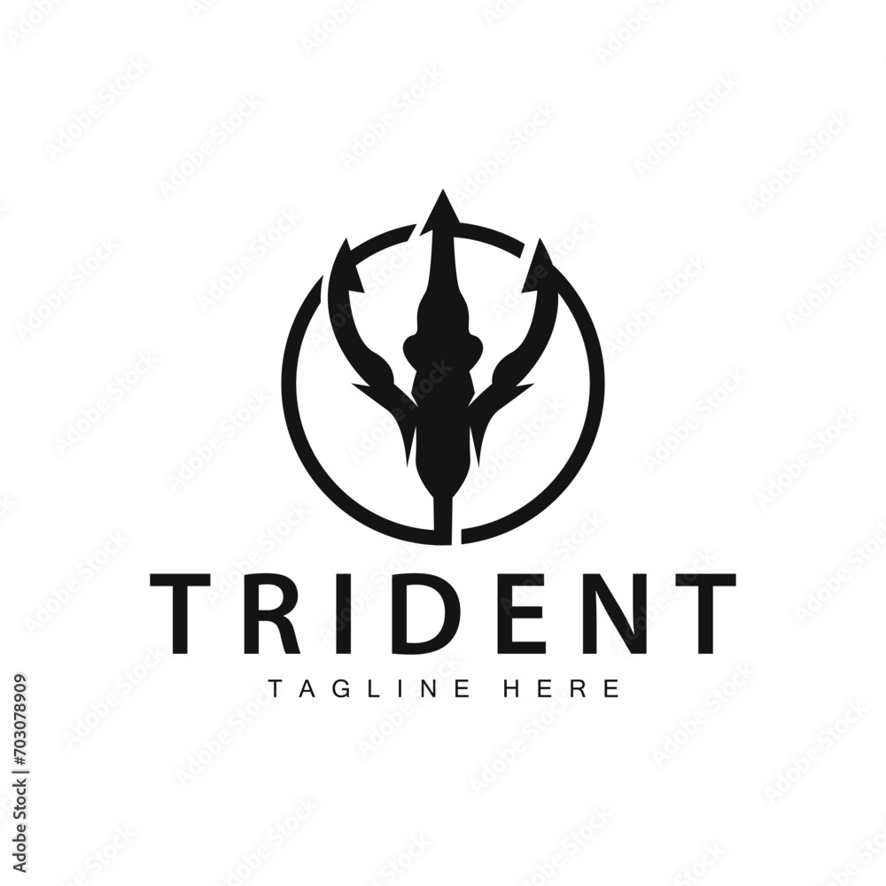 Trident logo design spear weapon vector sea king poseidon neptune ...