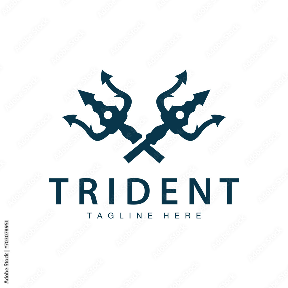 Trident logo design spear weapon vector sea king poseidon neptune ...