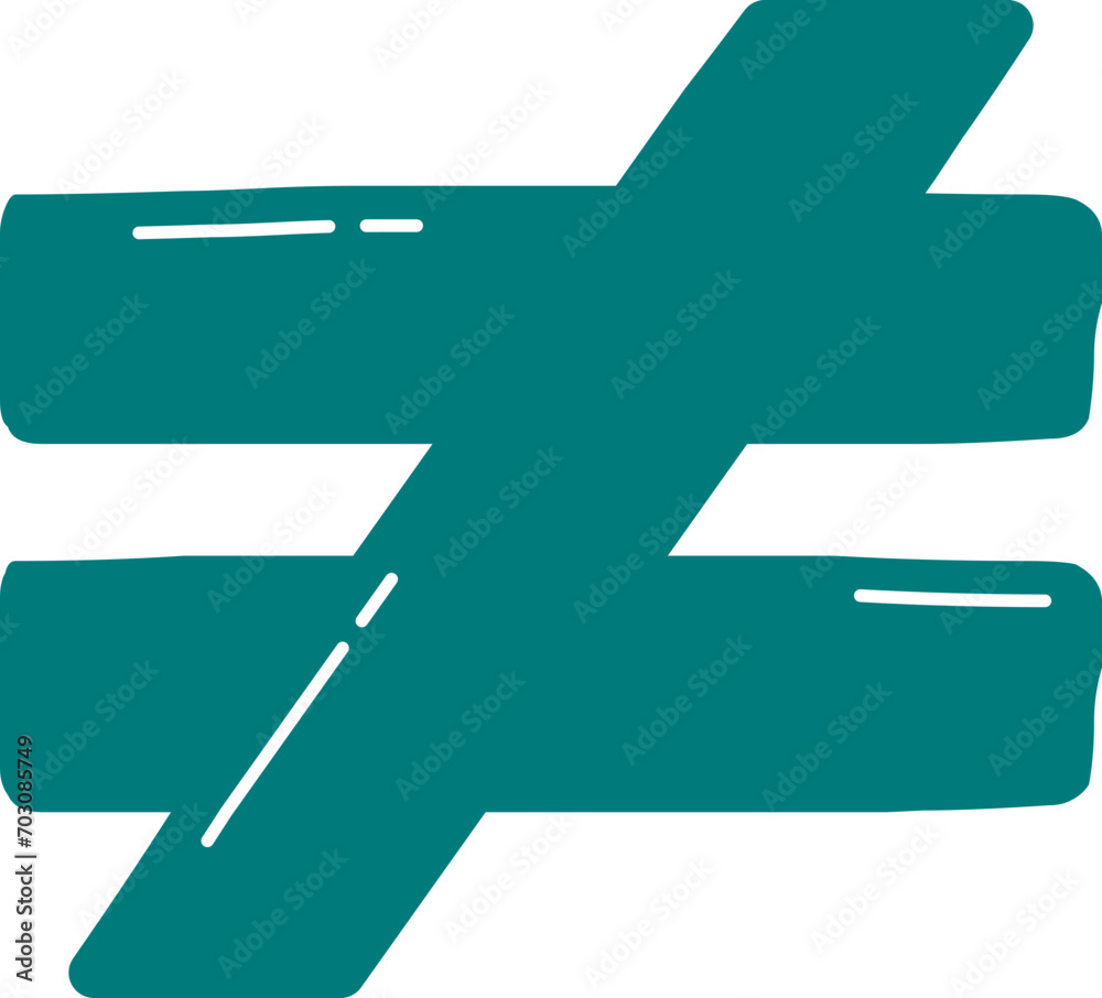 Cute Math Symbol of Not Equal Sign =, Mathematics Subject Education ...