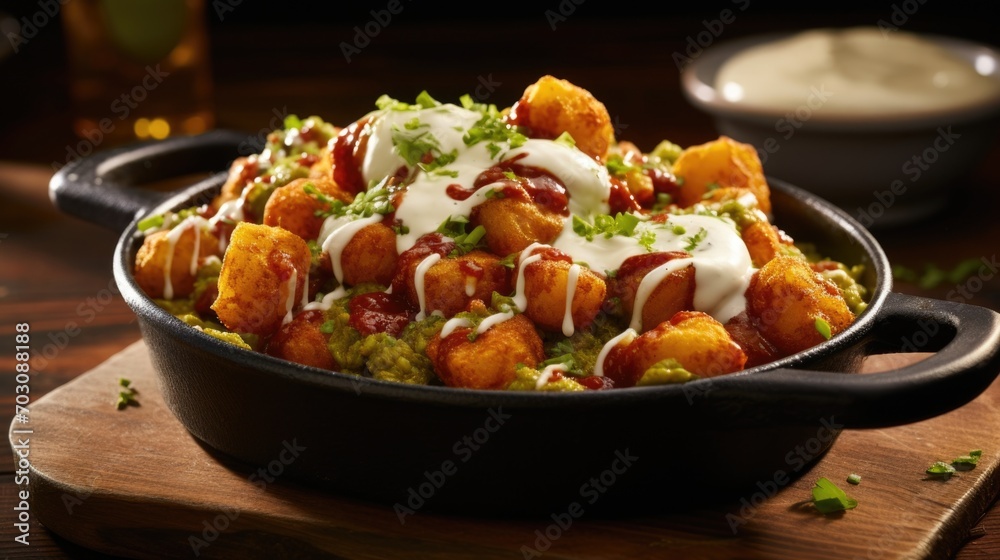 Loaded Fiesta Tots Piled high with toppings, these tater tots are a ...
