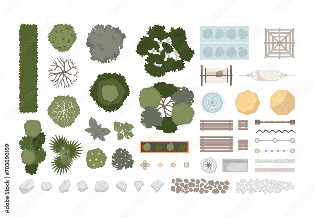 Garden Floor Plan Kit Top View Elements for Floorplan Garden Design ...