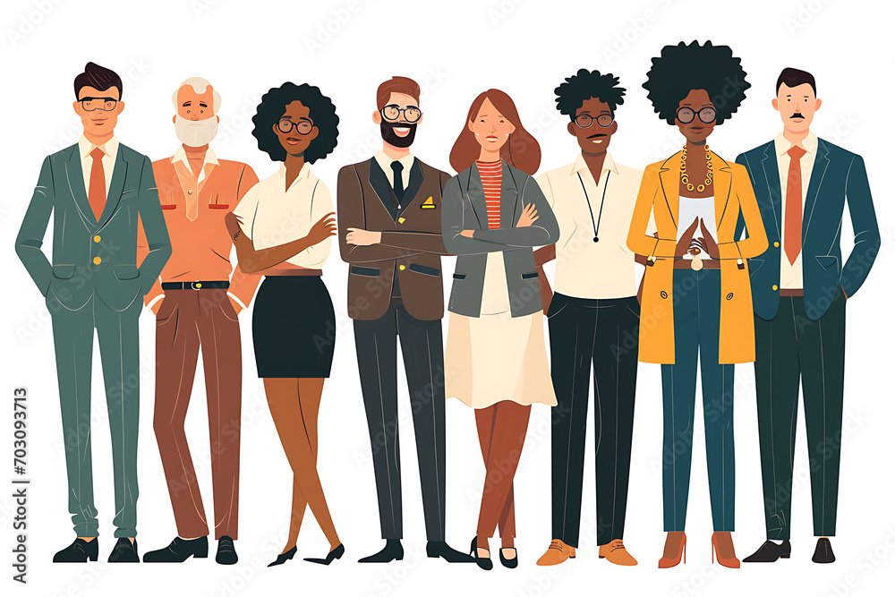 Multinational business team. Vector illustration of diverse cartoon men ...