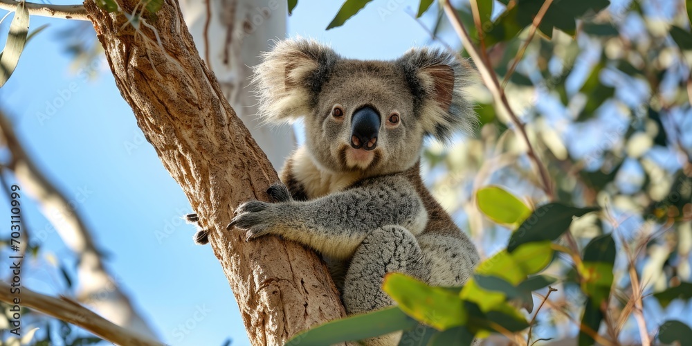 A Peaceful Koala nestled in Eucalyptus Tree in the Heart of the ...
