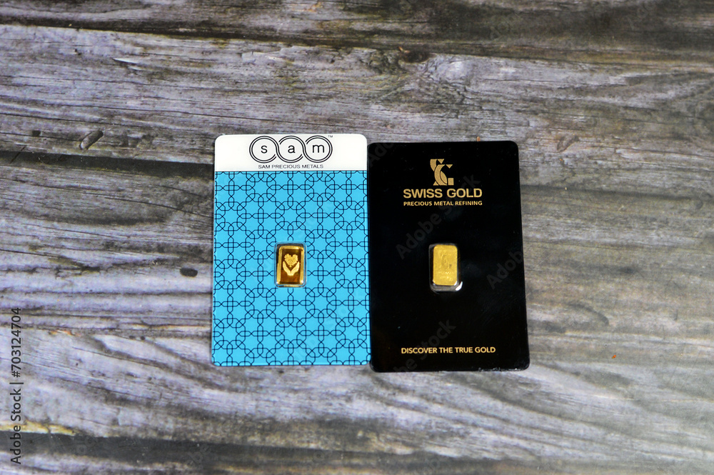 Cairo, Egypt, January 2 2024: Swiss gold and SAM precious metal 24K ...