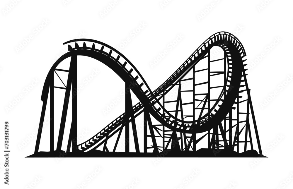 Roller Coaster black Silhouette Clip art, Rollercoaster Silhouette ...