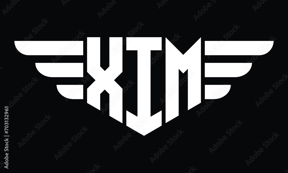 Vecteur Stock XIM three letter logo, creative wings shape logo design ...