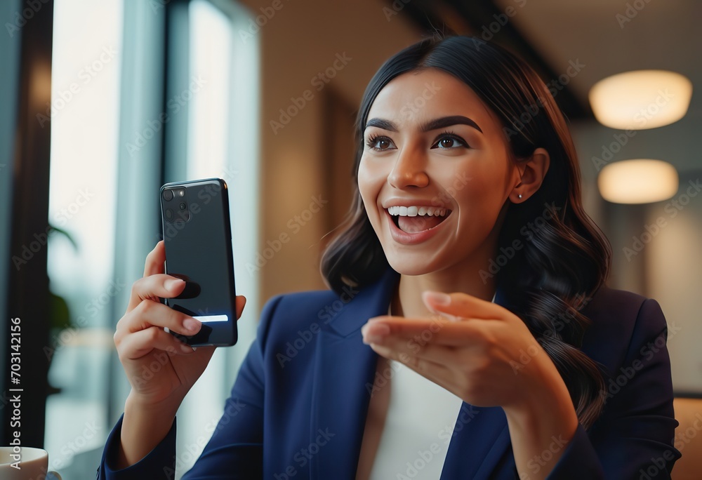female hand holding black mobile phone with qr code on the screen. scanning the qr code Stock ...