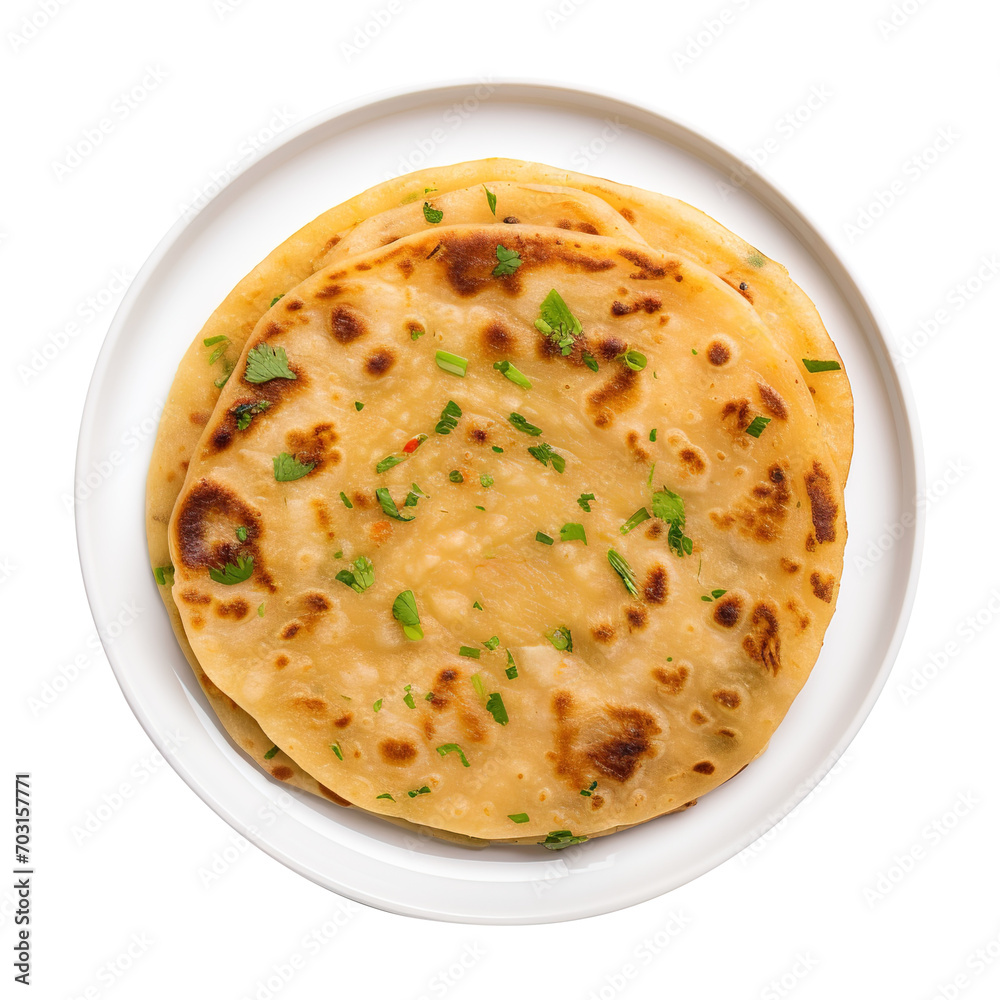 Traditional Indian Aloo Paratha isolated on transparent background ...