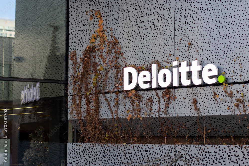 Vancouver, BC, Canada - Dec 22, 2023: Deloitte sign is seen at the ...