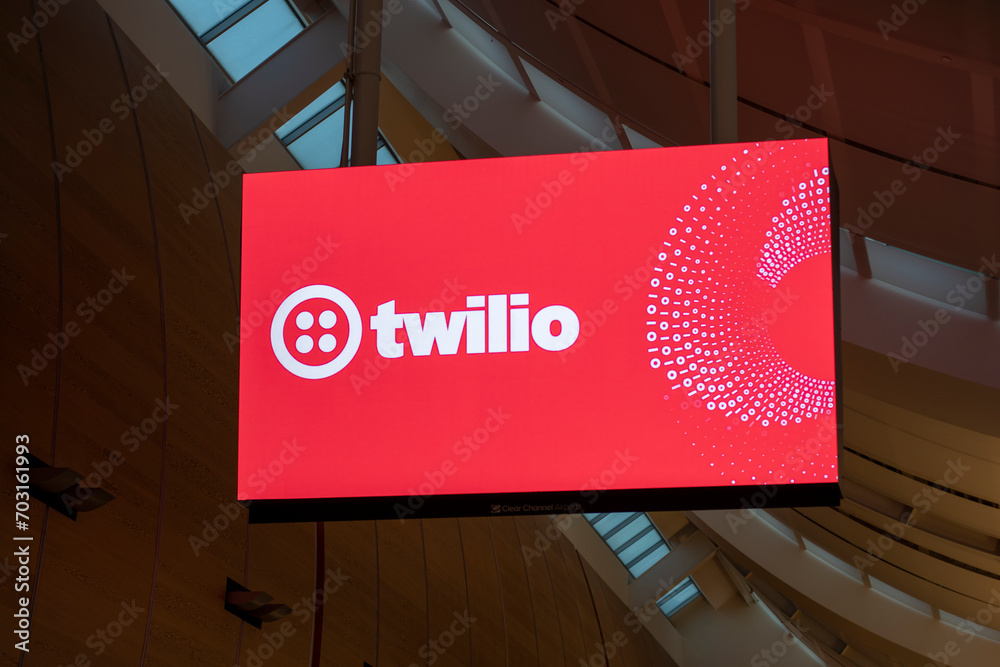 San Jose, CA, USA - Nov 29, 2023: Twilio ads are seen on a digital ...