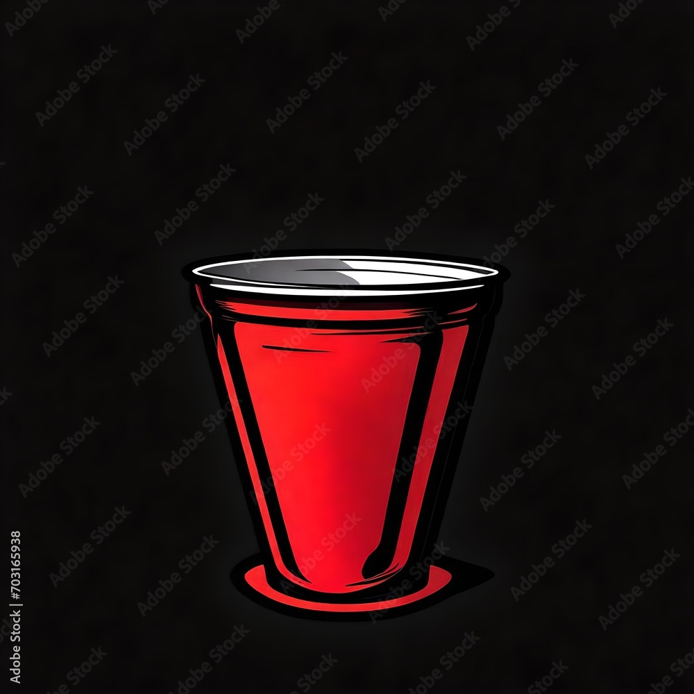 vector style illustration drawing of a red solo cup alcohol booze drink ...