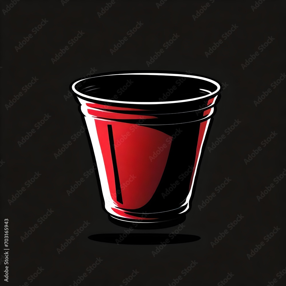 vector style illustration drawing of a red solo cup alcohol booze drink ...