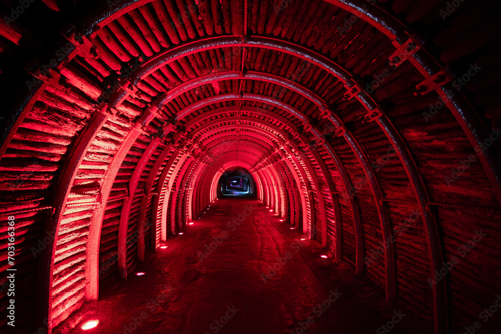 Entry tunnel to subterranean cathedral glows with spiritual light in ...