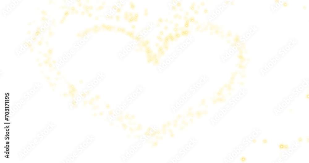 Golden particle glitter heart effect material background (transparent ...