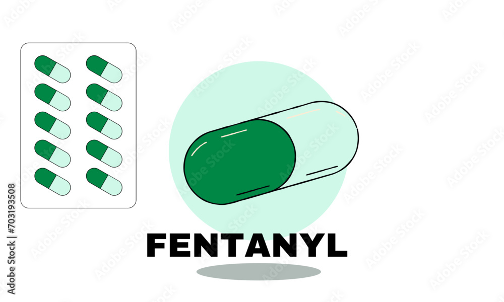 Fentanyl medicine vial design illustration. Fentanyl is a medicine used ...