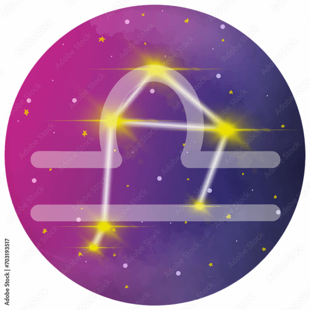 Libra symbol vector illustration With a constellation of scales on the ...