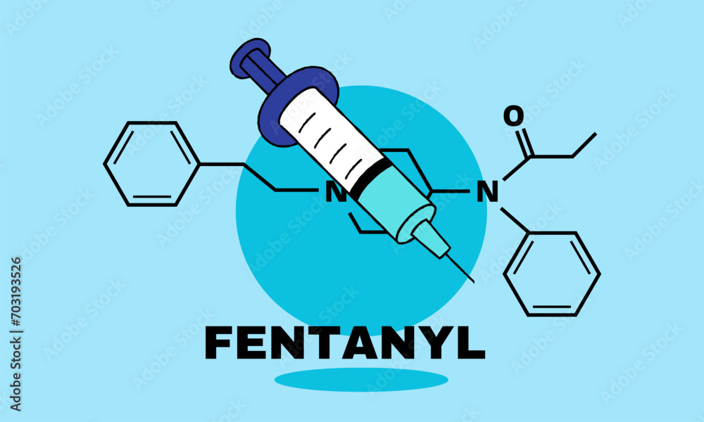 Fentanyl medicine vial design illustration. Fentanyl is a medicine used ...