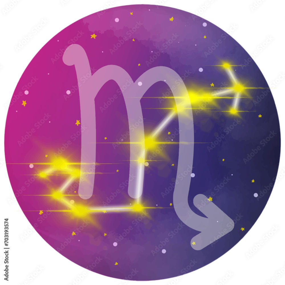 Scorpio symbol vector illustration With the constellation Scorpion on ...