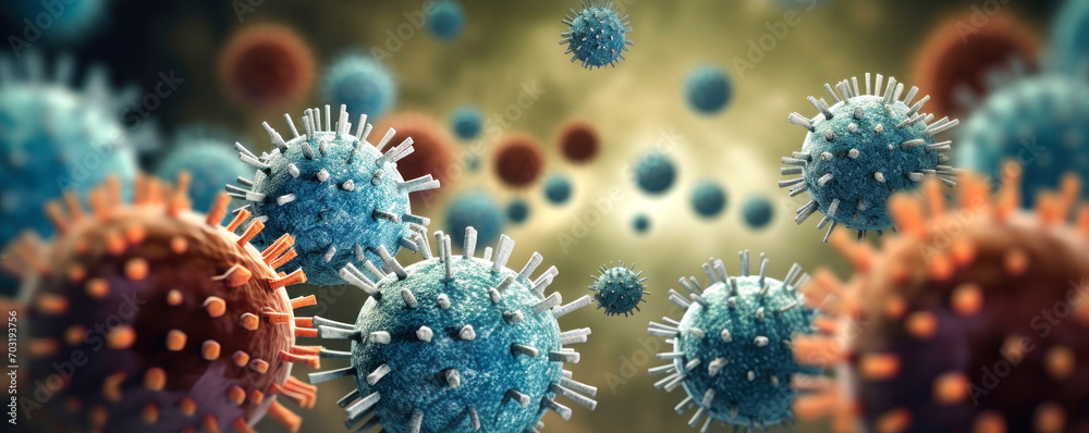 Image of a viral infection at the cellular level under a microscope ...