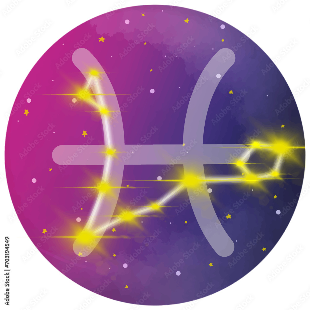 Pisces symbol vector illustration With the double fish constellation on ...