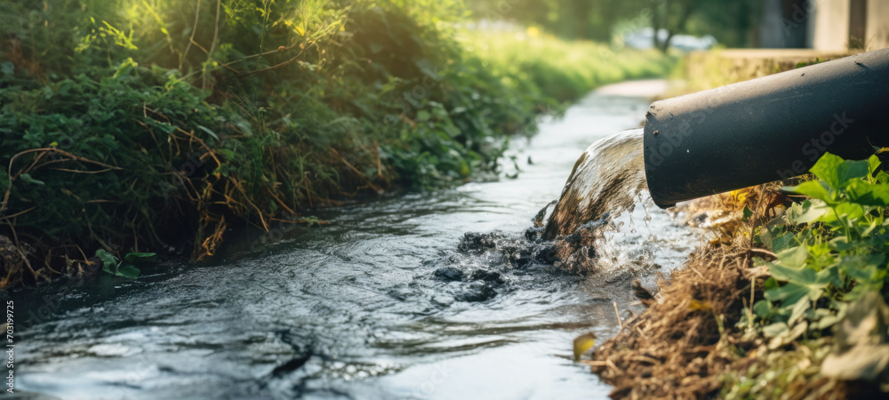 Environmental damage concept, Industrial and factory wastewater ...