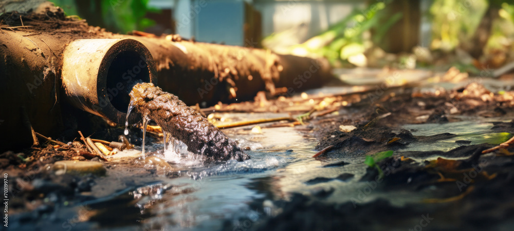 Environmental damage concept, Industrial and factory wastewater ...