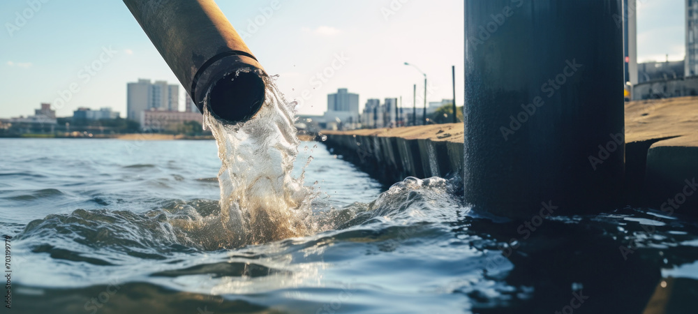 Environmental damage concept, Industrial and factory wastewater ...