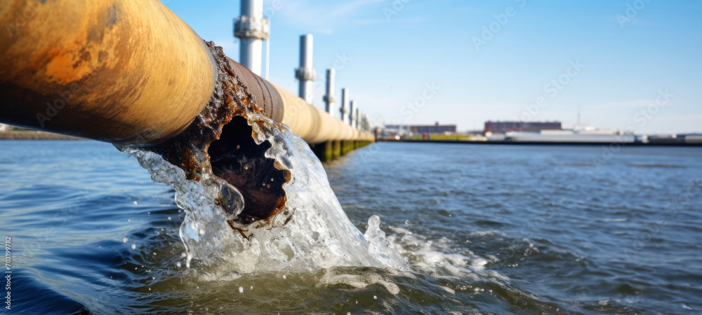 Environmental damage concept, Industrial and factory wastewater ...