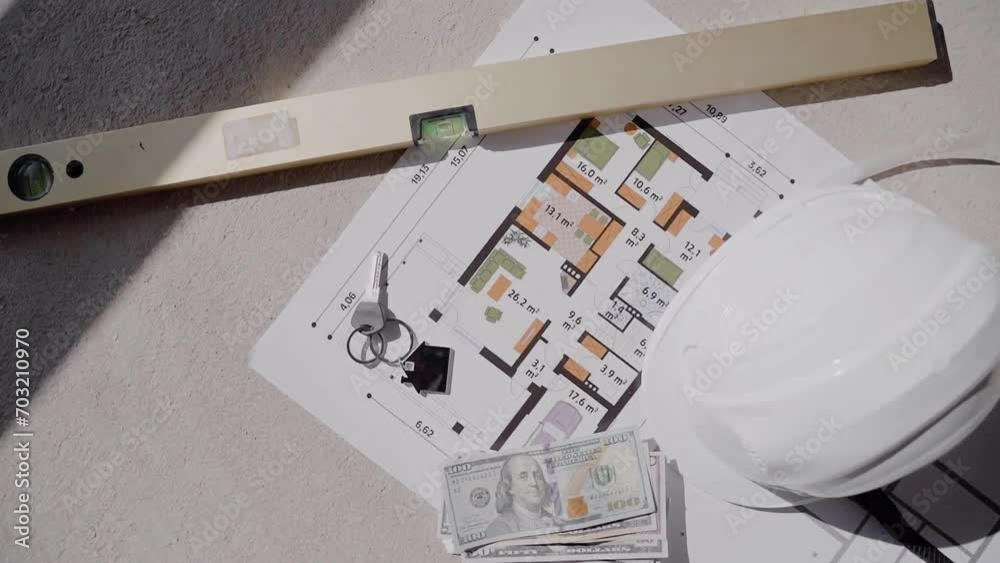 layouts and design of new building estate. Top view of architect ...