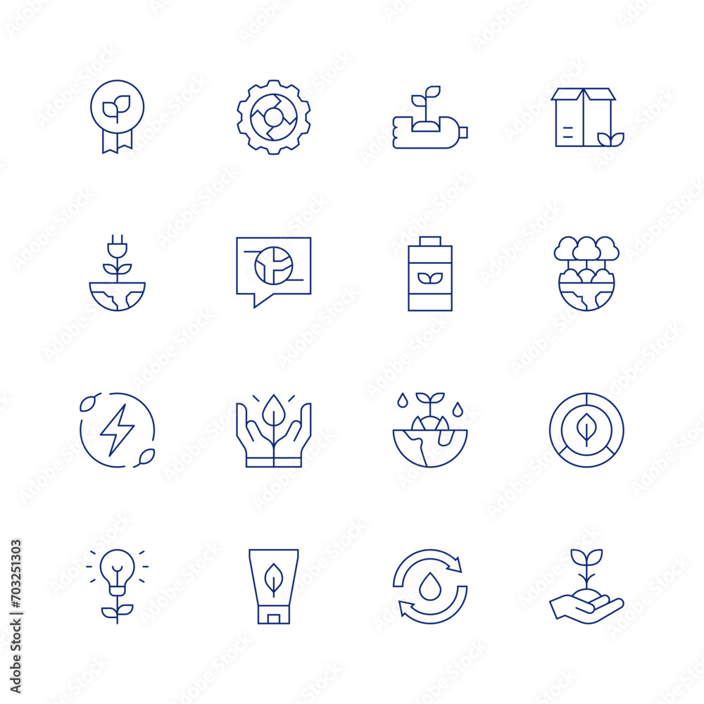 Vecteur Stock Sustainability line icon set on transparent background ...