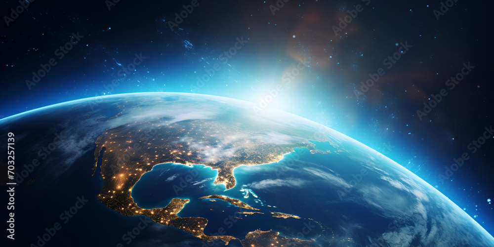 A view from space to earth Planet earth from the space at night, A view ...