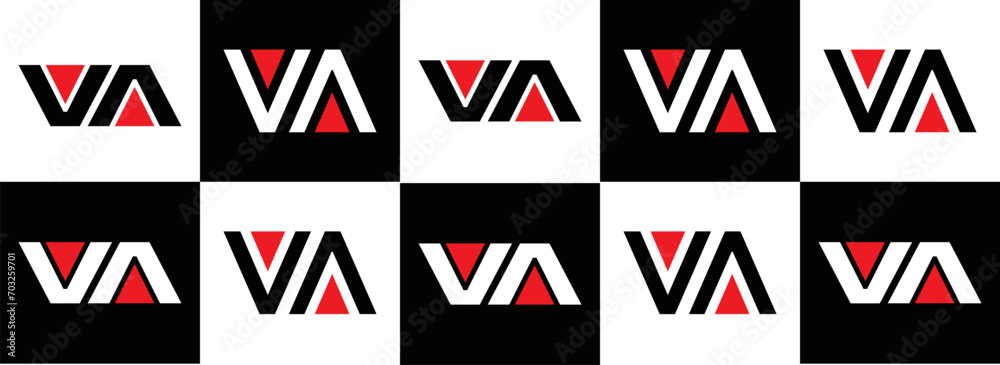 VA logo. VA set , V A design. White VA letter. VA, V A letter logo ...