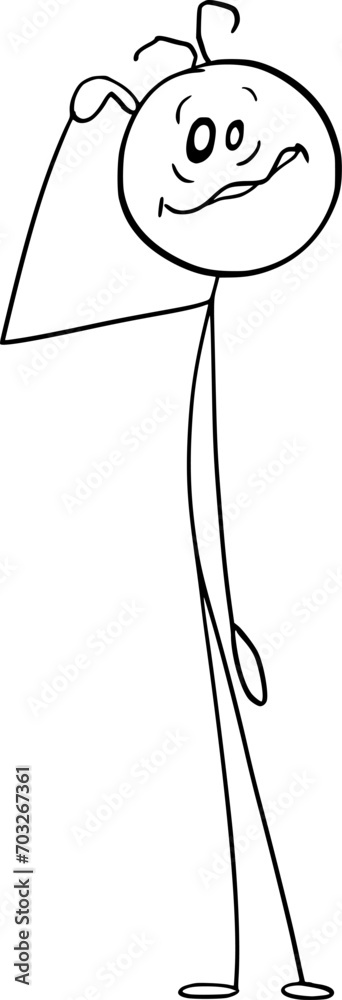 Foolish Person Showing Crazy Facial Expression, Vector Cartoon Stick ...