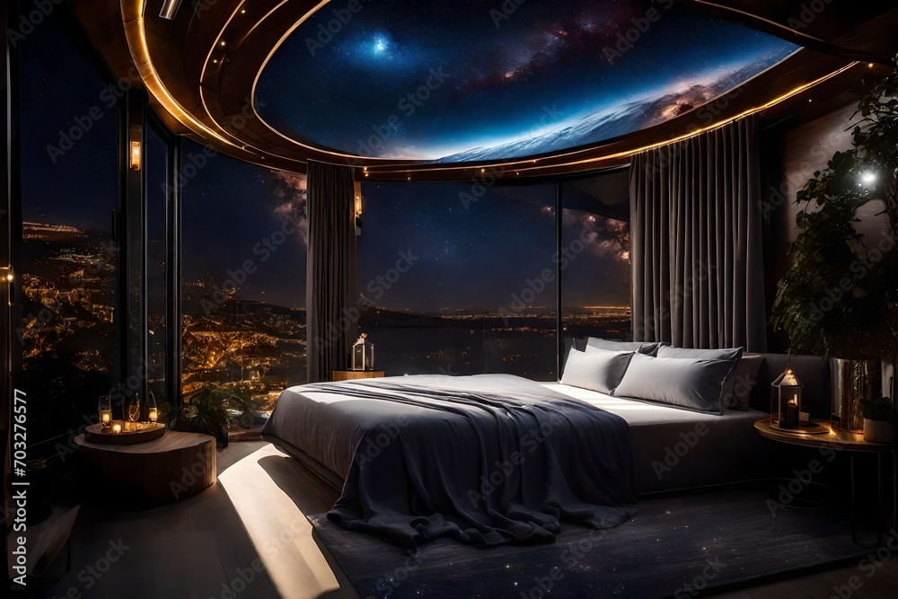 Skyline Serenity: Luxury Hotel Room with Glass Walls Offering Panoramic ...