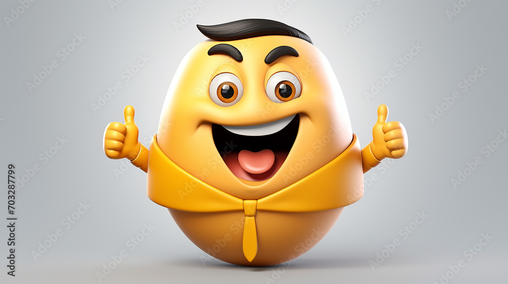 Shrug Emoji Cartoon Animation. 3d Rendering emoji 3d character Stock ...